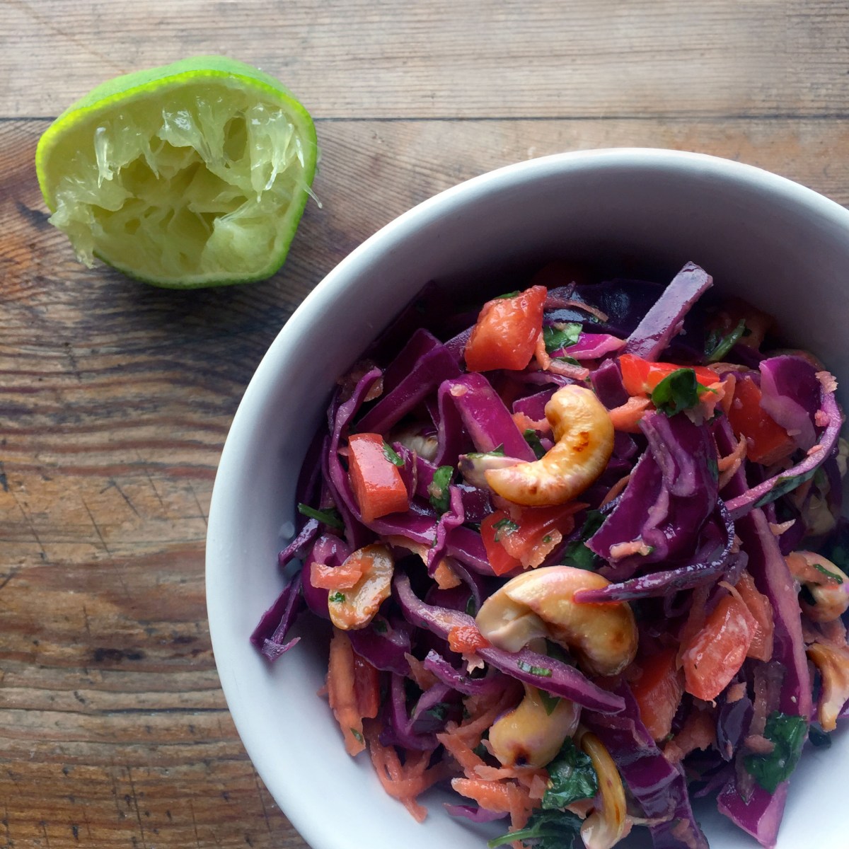 Cashew rainbow slaw