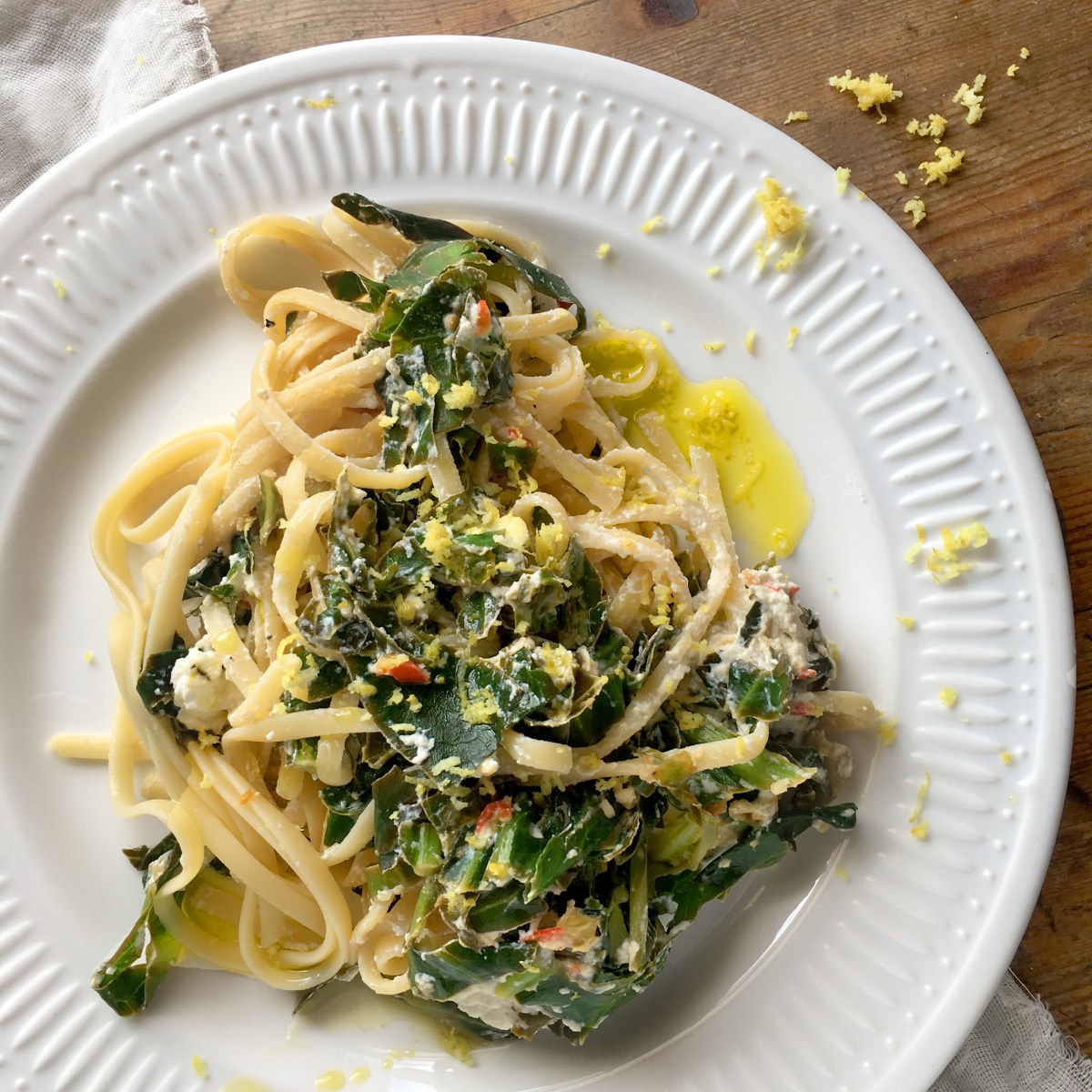 Spring linguine with lemon & ricotta