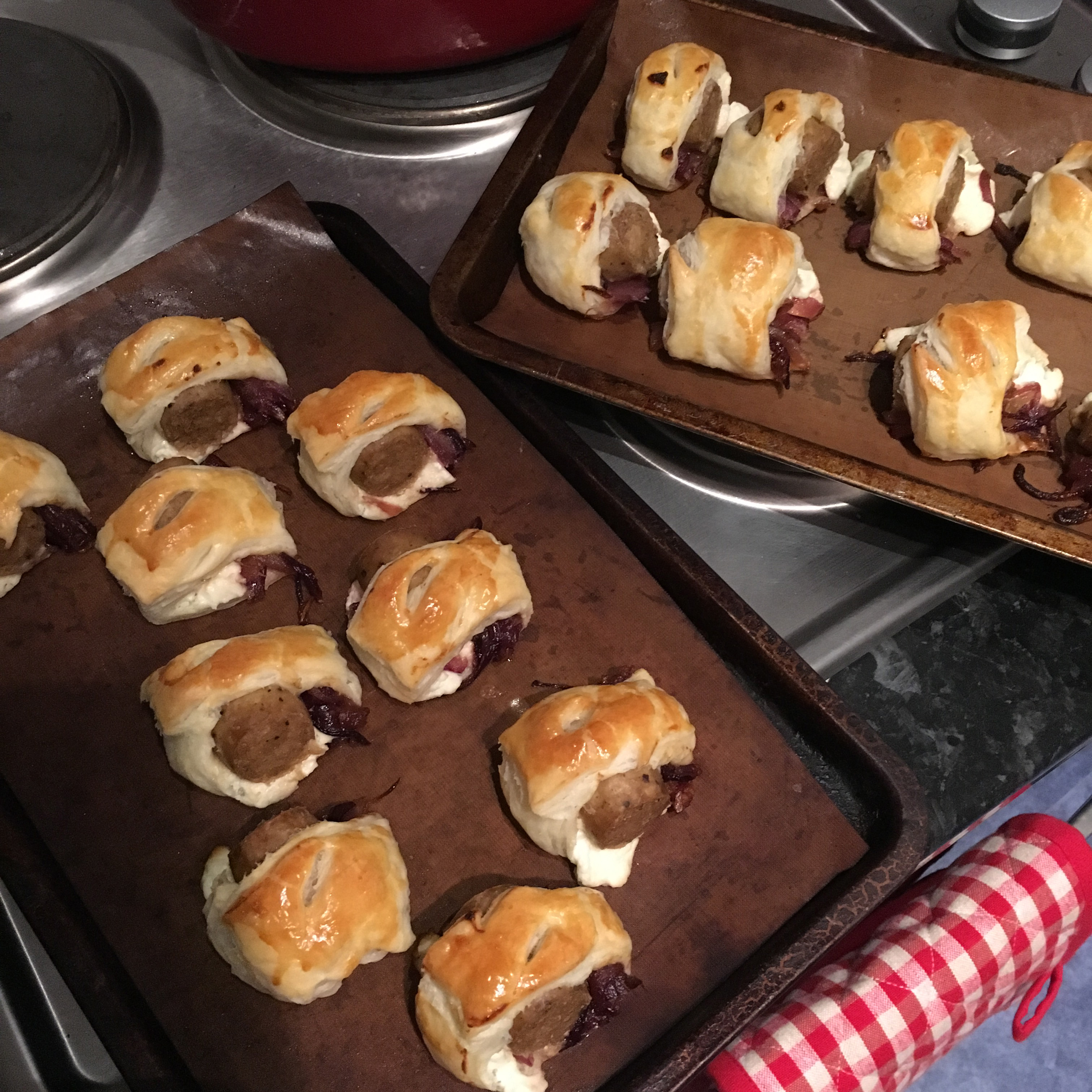 Goats cheese & onion sausage rolls