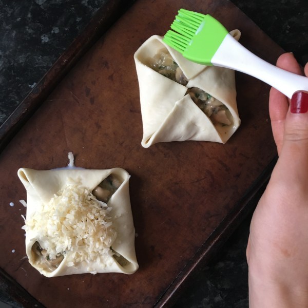 Cheese and mushroom parcels